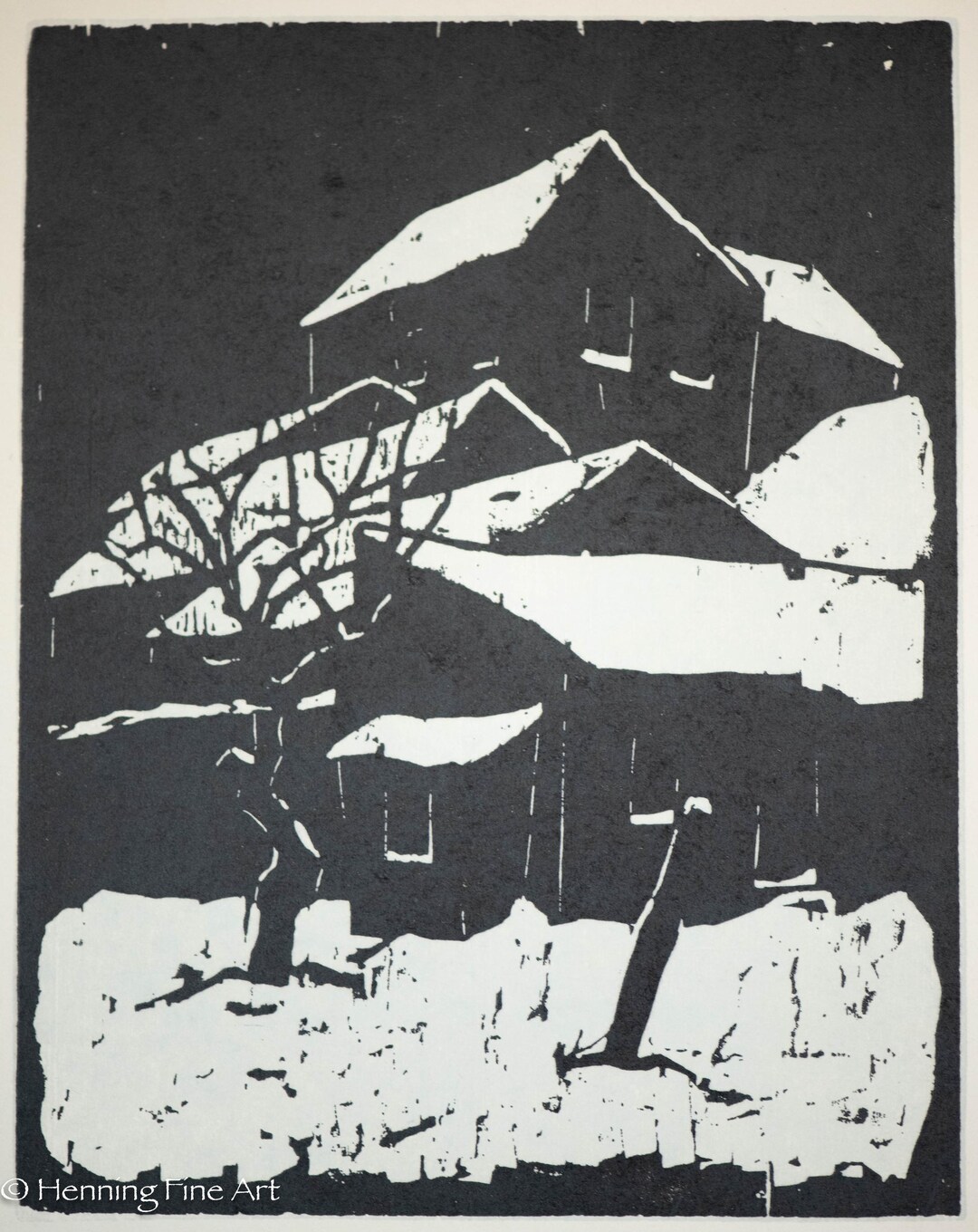 Vintage Jacob Pins Woodcut of a Snowy Cabin - Etsy