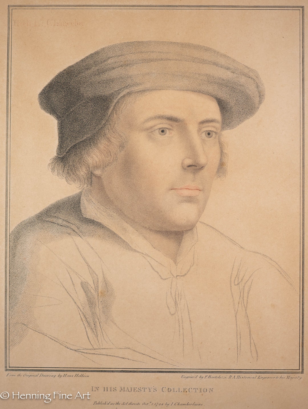 Beautiful Antique Francesco Bartolozzi Engraving Aft Hans Holbein ...