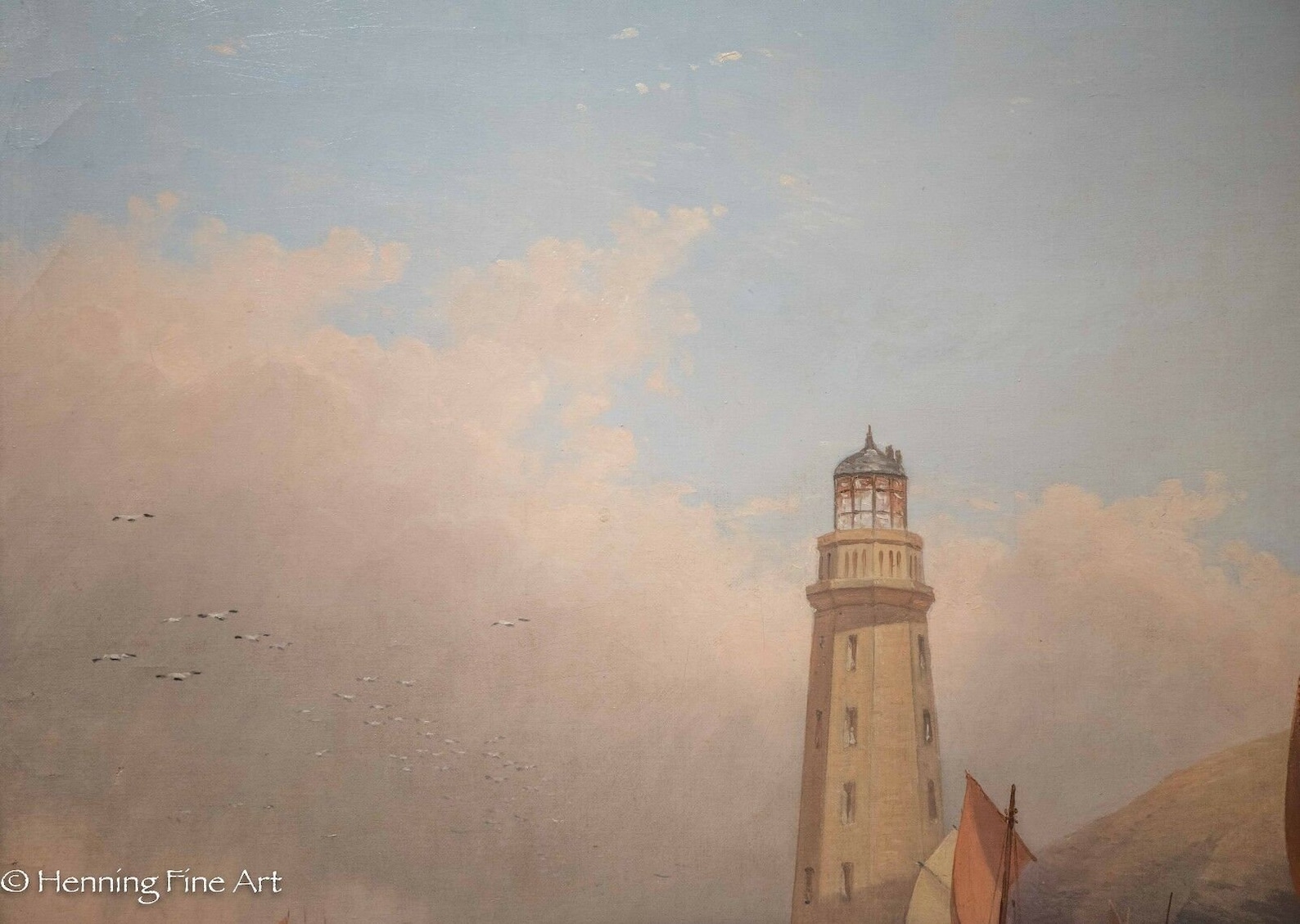William Williams Oil Painting "coast of Plymouth England", PHENOMENAL ...