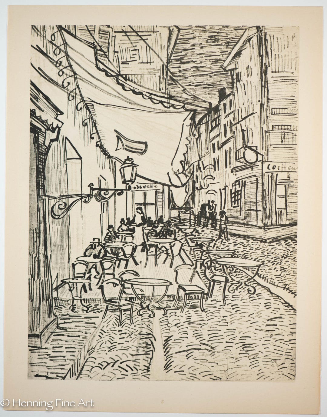 Vintage Vincent Van Gogh Print "study Sketch for Cafe Terrace at Night ...