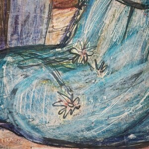 Mario Parial Original Painting "young Girl With Flowers" Signed ...