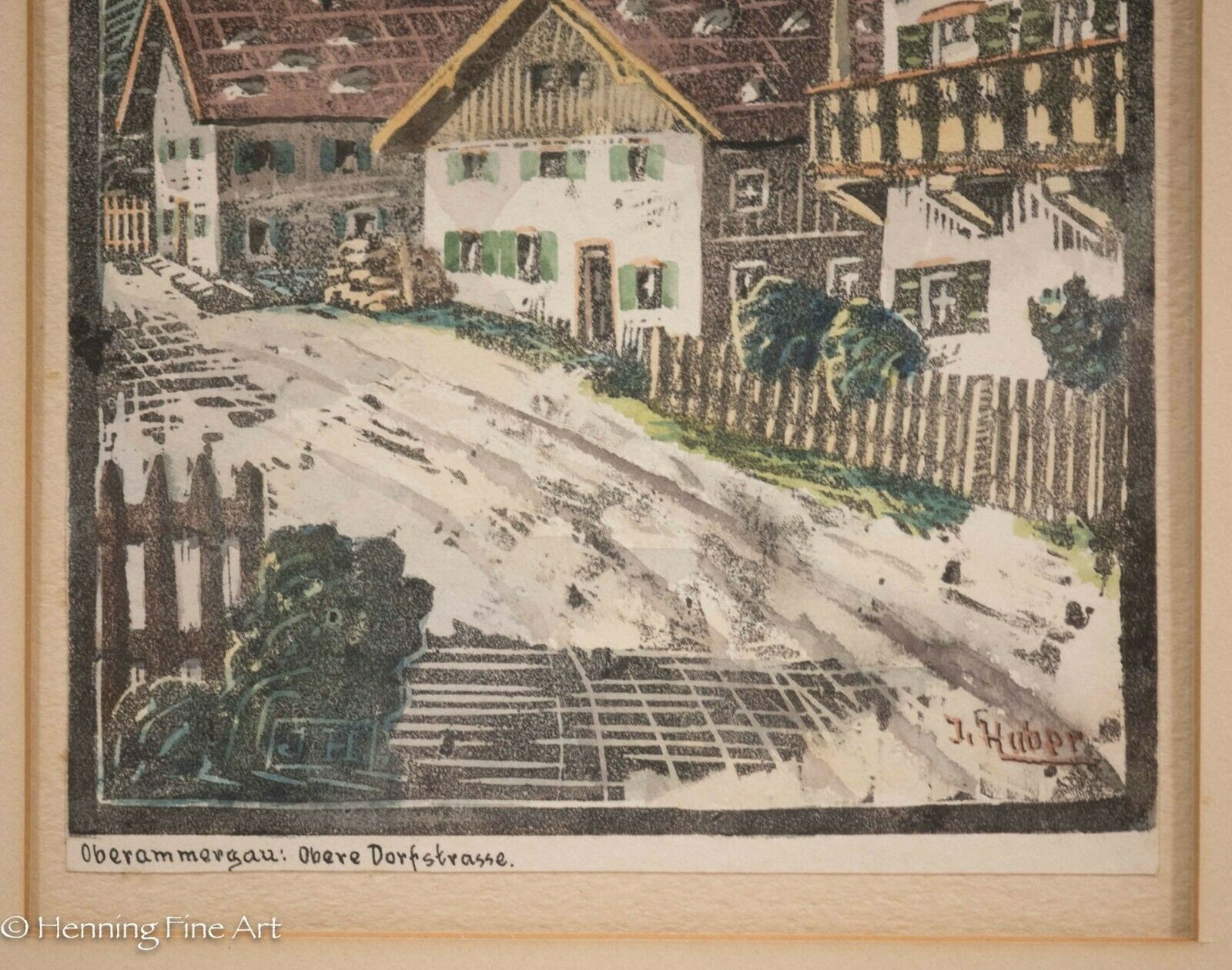 Beautiful Vintage Signed German Woodblock of Dorfstresse - Etsy