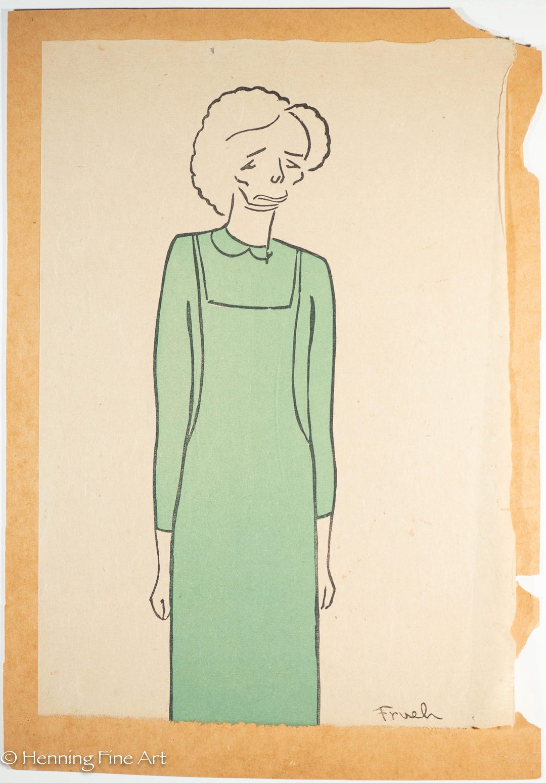 Antique Linocut by New Yorker Artist Al Frueh Titled "maude Adams ...