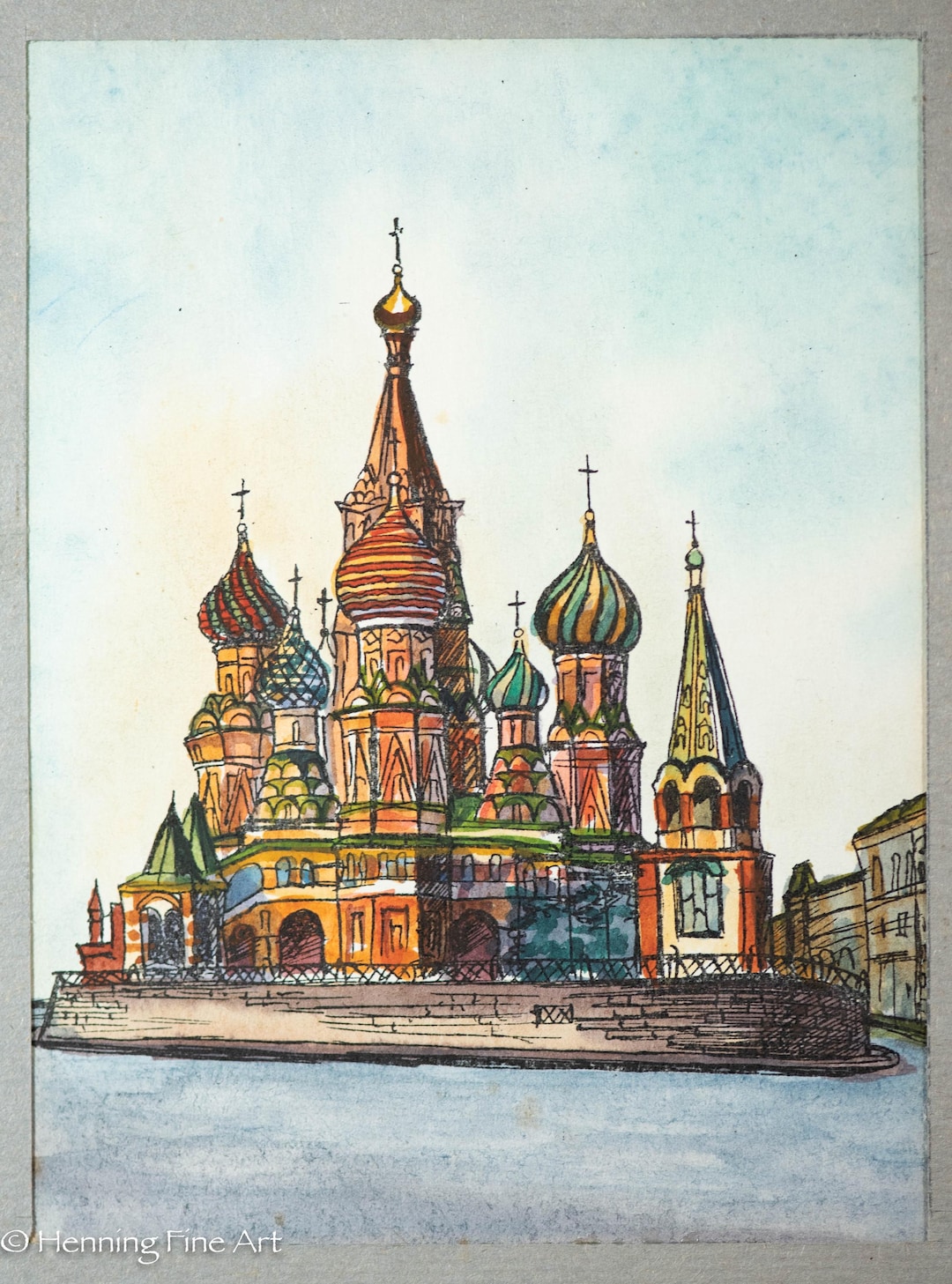 Beautiful Russian Watercolor St Basil's Cathedral on the Red Square - Etsy