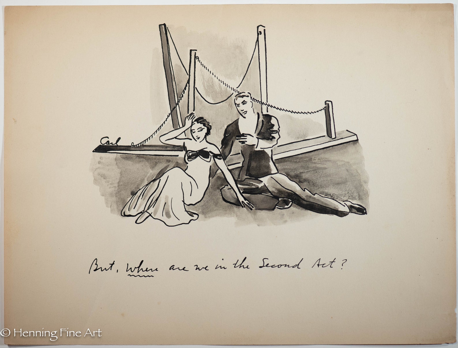 Beautiful Vintage Carl Shaffer Impressionist Painting Theatrical Comic ...