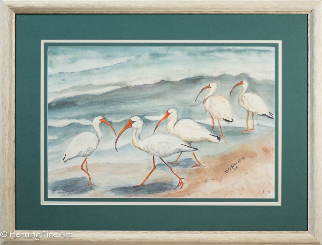 Beautiful Mary Warnick Watercolor Painting Florida Seascape Ibis on ...
