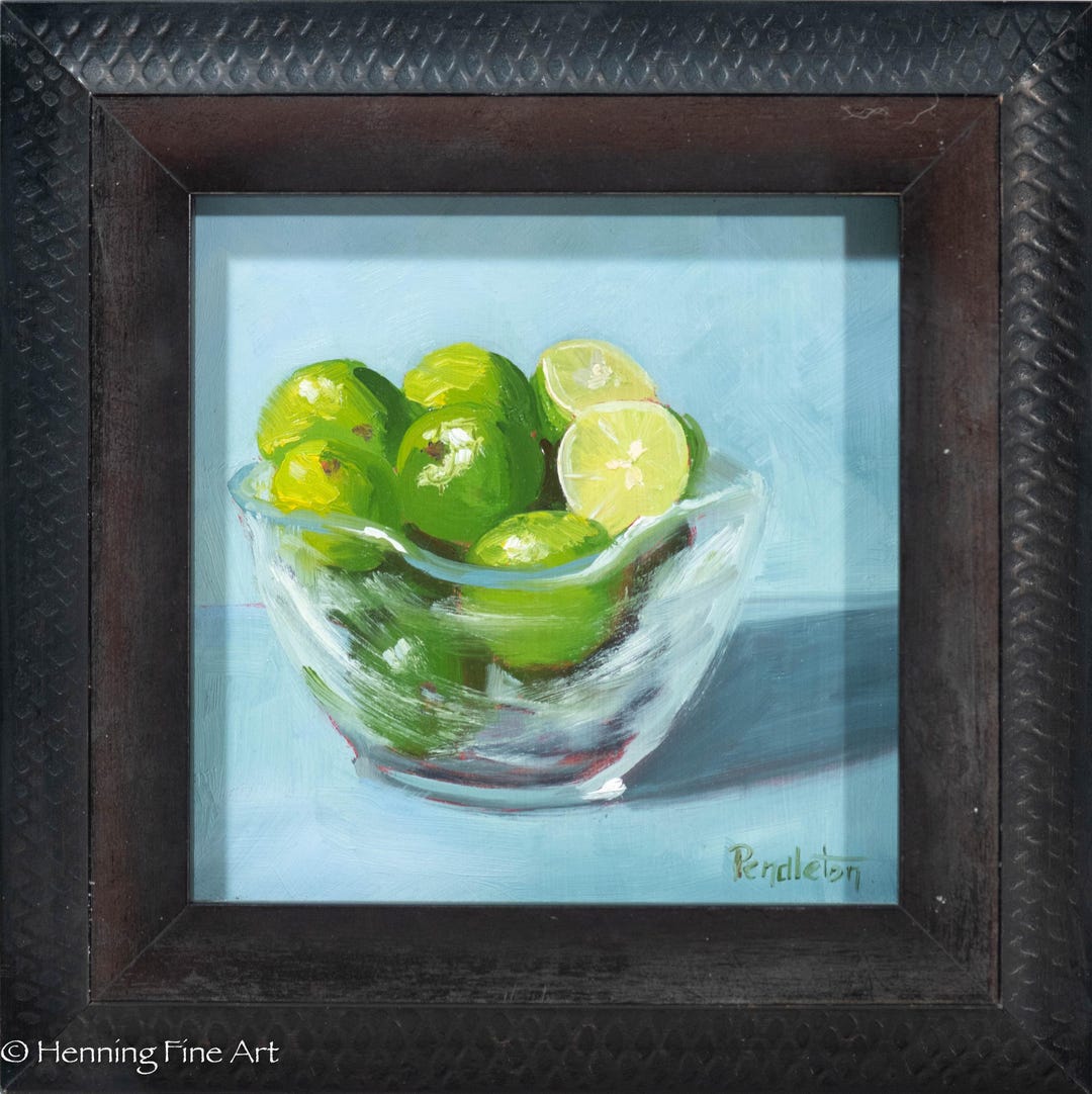 Beautiful Antoinette Pendleton Impressionist Oil Painting Bowl of Limes ...