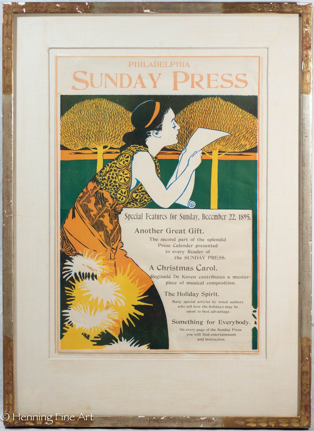 Beautiful Art Nouveau Lithograph Philadelphia Sunday Press John Louis ...