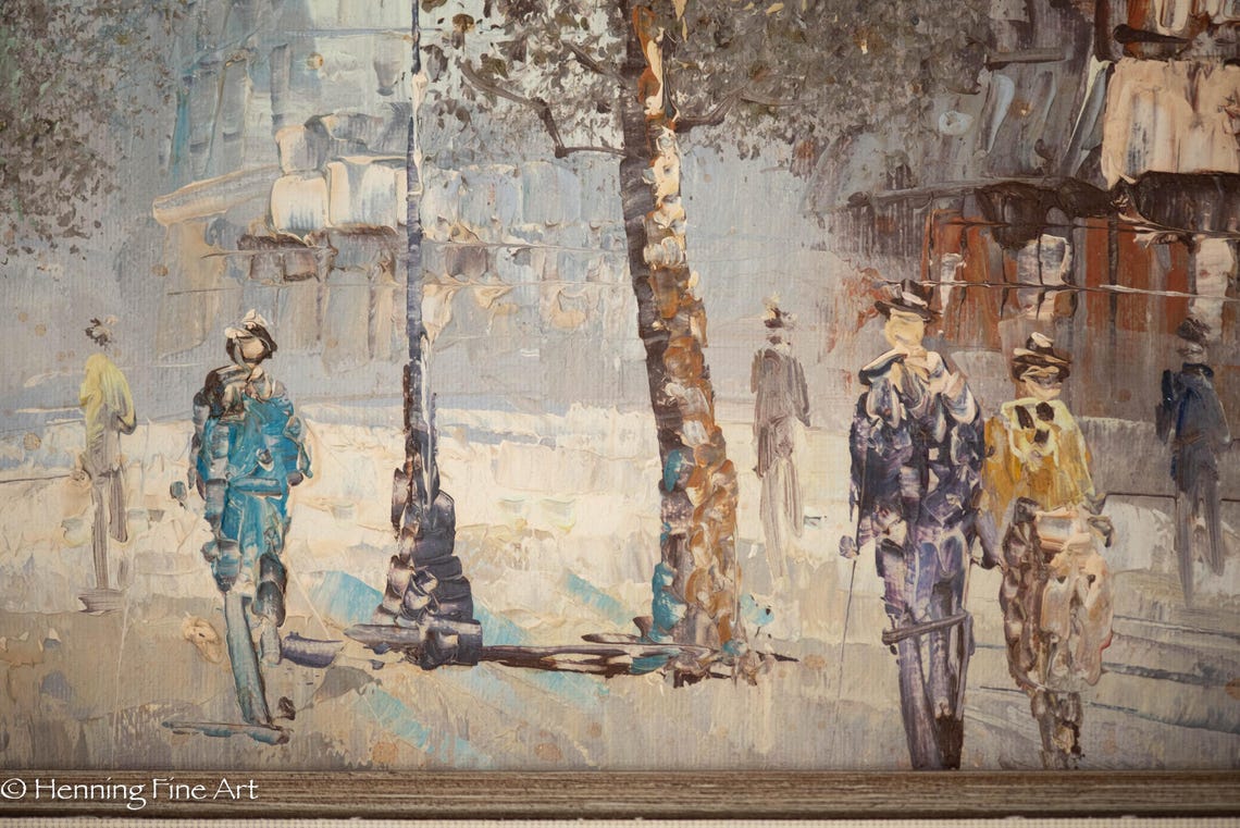 Beautiful Vintage Impressionist French Cityscape Street Scene Signed ...