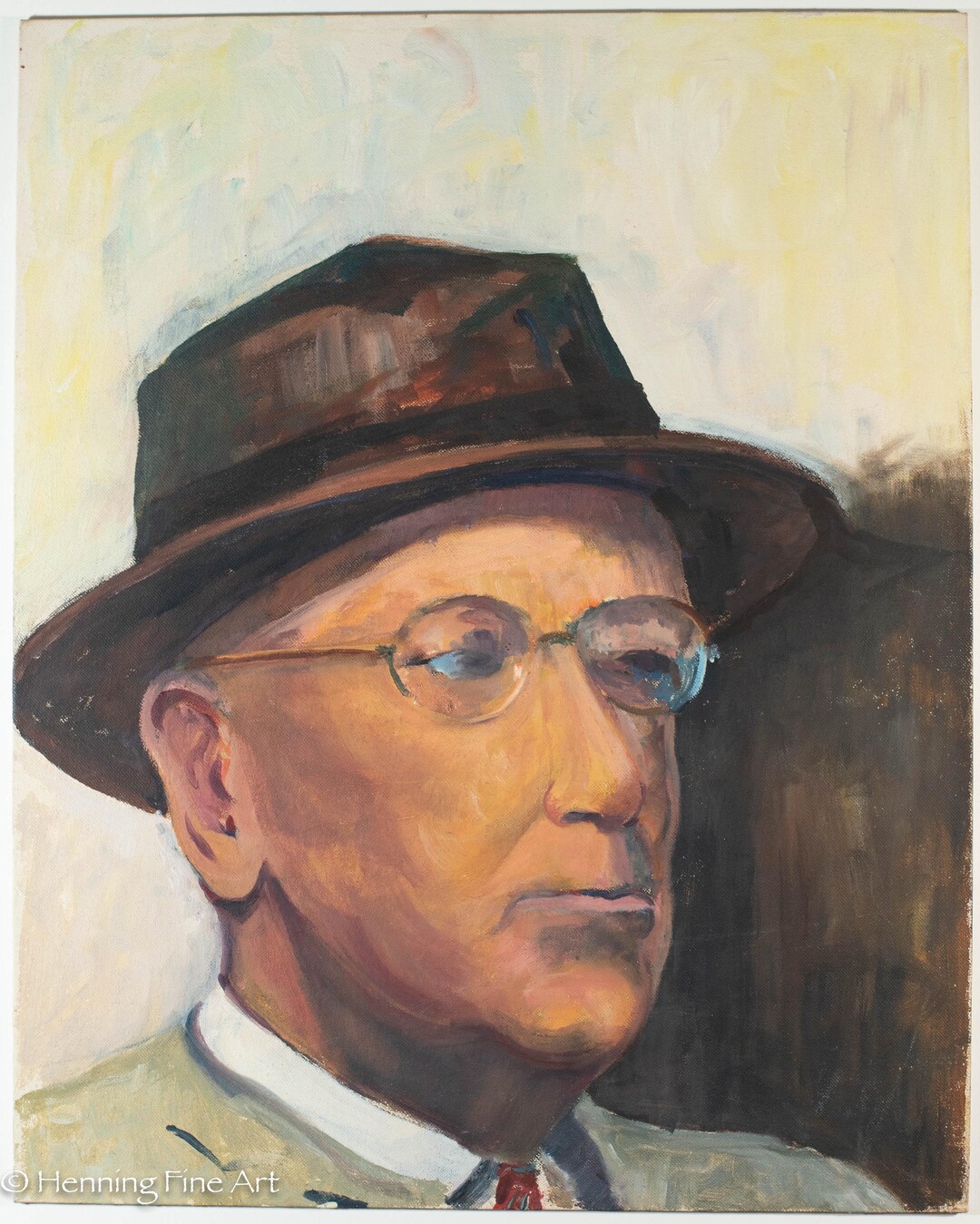 Rare Vintage Mildred E. Lusk Oil Portrait Painting of a Man Wearing a ...