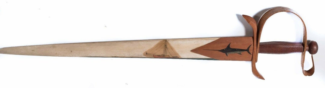 Antique Folk Art Swordfish Bill Sword W/ Hand Paintings, From Nova ...