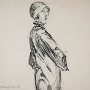 Beautiful Antique Figural Drawing Art Deco Female Portrait by W ...
