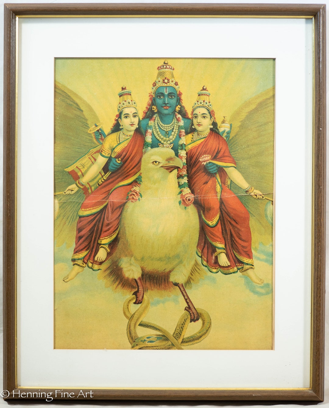 Rare Antique Hindu Lithograph Raja Ravi Varmas Vishnu Garud - Etsy
