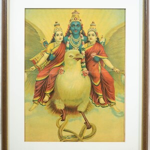 Rare Antique Hindu Lithograph Raja Ravi Varmas Vishnu Garud - Etsy