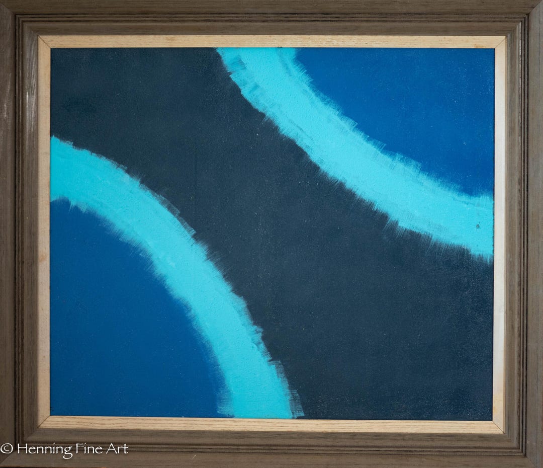 Beautiful Abstract Oil Painting After Clarence H Carter Blue ...