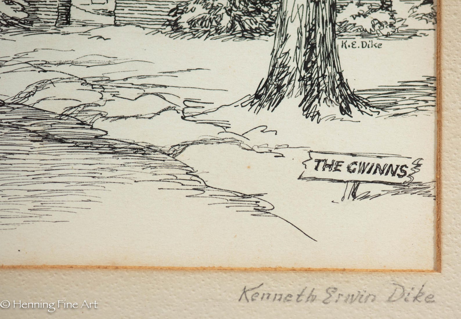 Beautiful Vintage Ink Drawing of Hartford Connecticut Home by Kenneth ...
