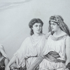 Stunning Antique Engraving Homer Reciting the Iliad FINE 19th Century ...