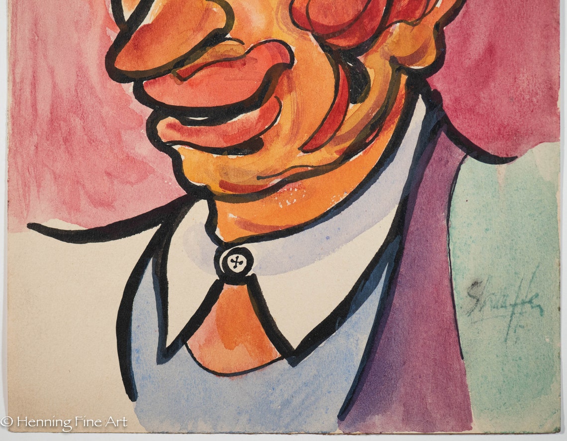 Beautiful Vintage Carl Shaffer Impressionist Painting Male Portrait WPA ...