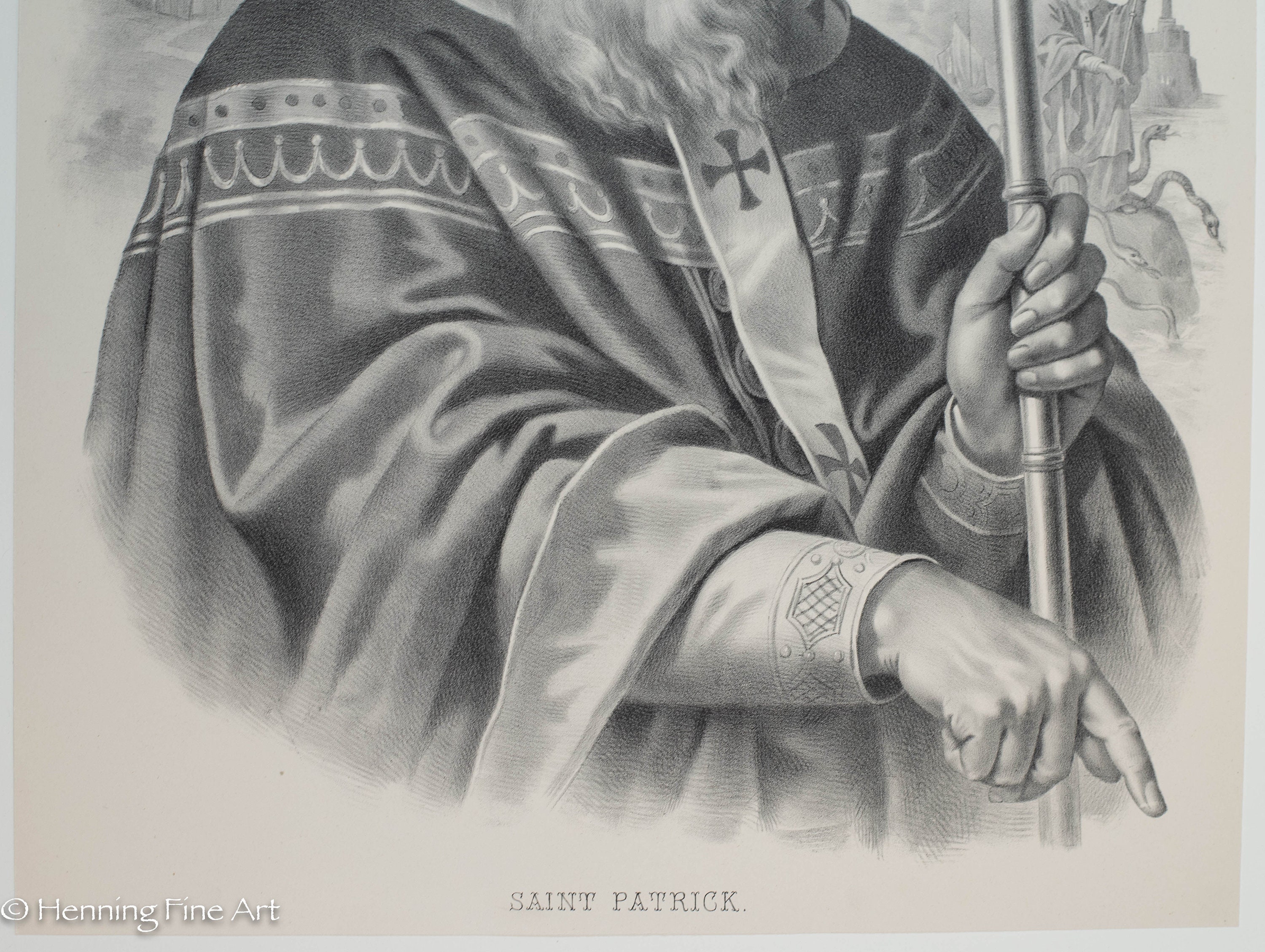 Rare Antique Kurz & Allison Saint Patrick Lithograph 19th Century FINE ...