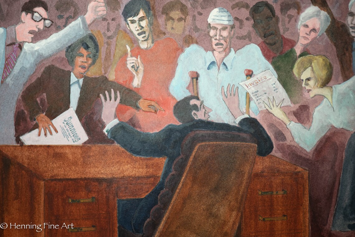 Rare Original Litigation Magazine Illustration Cover Art Drawing Signed ...