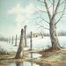 Beautiful Vintage Roy Reece Oil Painting Snowy Farm Landscape FINE ...