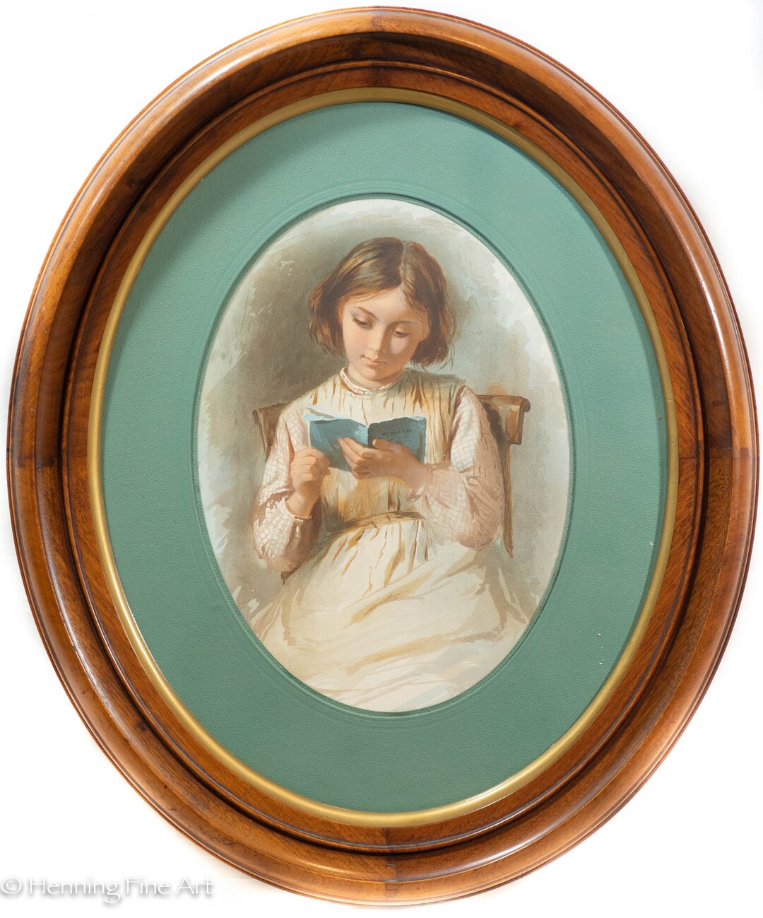 Beautiful Antique Emily Farmer British A Girl Reading Chromolithograph ...