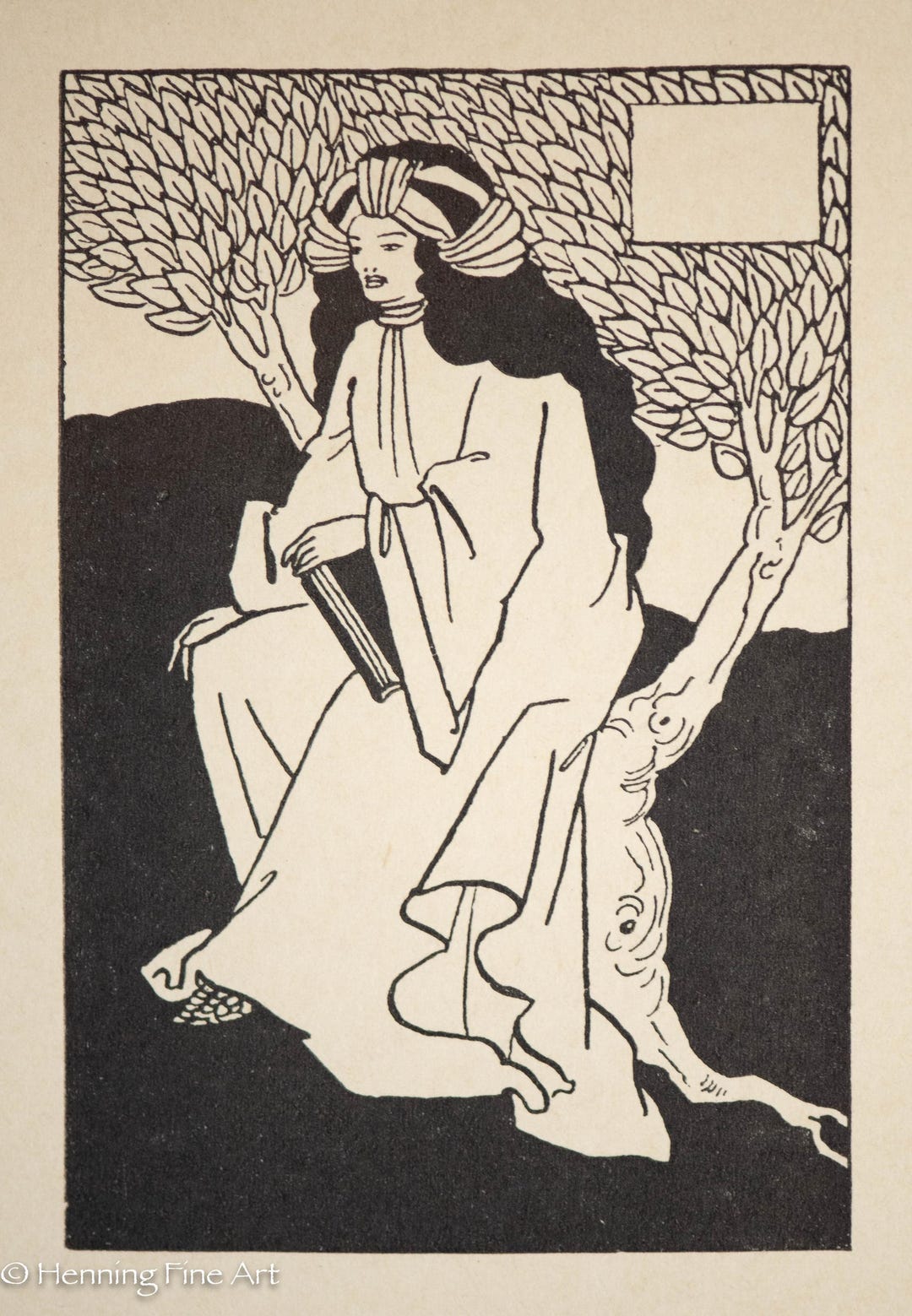 Aubrey Vincent Beardsley Antique Art Nouveau Lithograph Woman Under ...