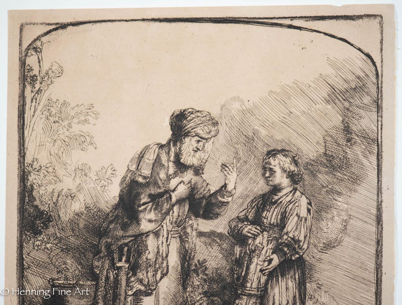 Old Master Rembrandt Etching Abraham and Isaac - Watermarked & Fine! - Etsy