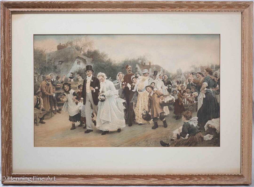 Beautiful Antique Hand Color Lithograph "the Village Wedding" by Lukes ...