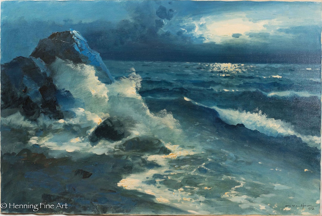 Beautiful Crispin Lopez Oil Painting Dynamic Sea Scape Signed & Large ...
