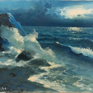 Beautiful Crispin Lopez Oil Painting Dynamic Sea Scape Signed & Large ...