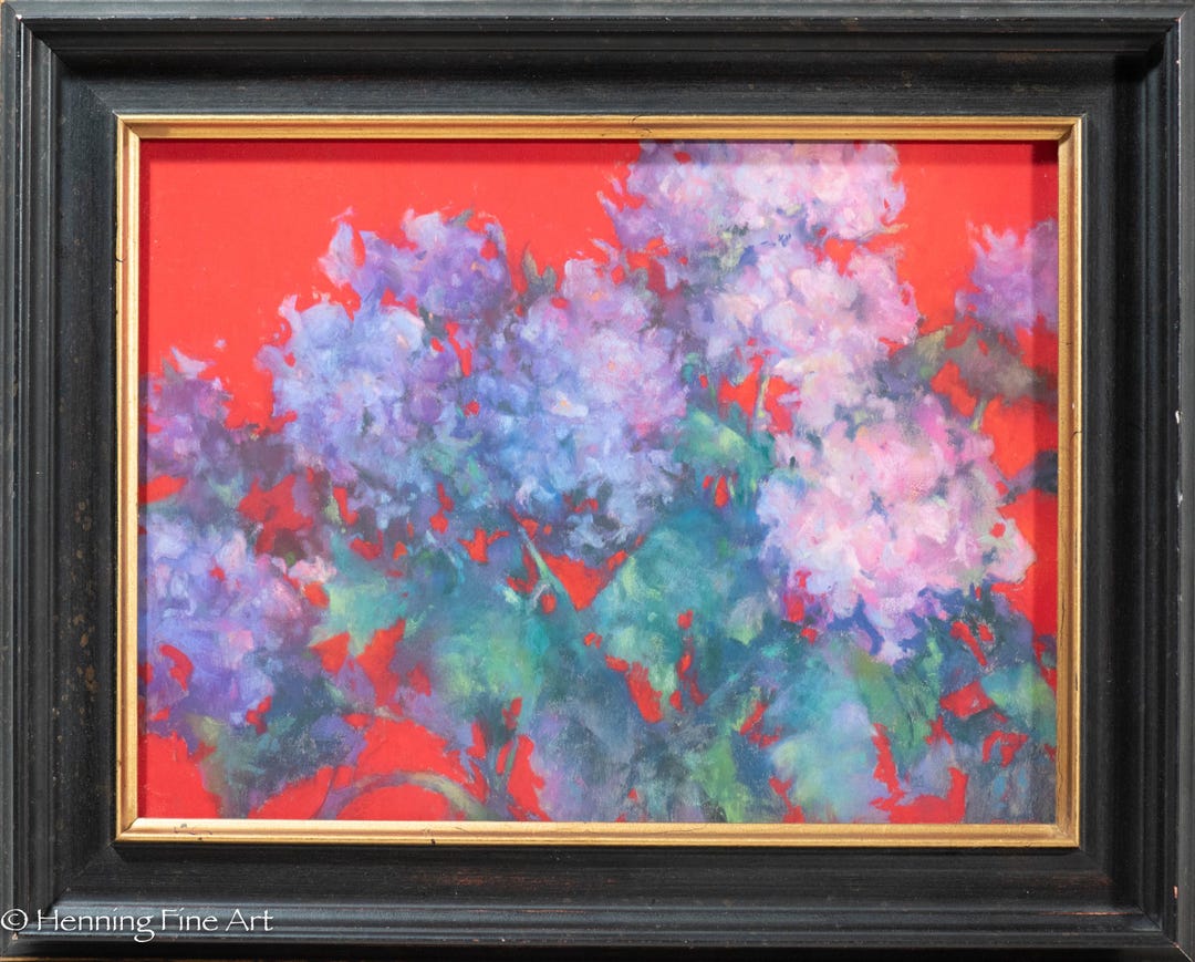 Stunning Gary Rupp Pastel Drawing Red Dawn Purple Flowers, Signed ...