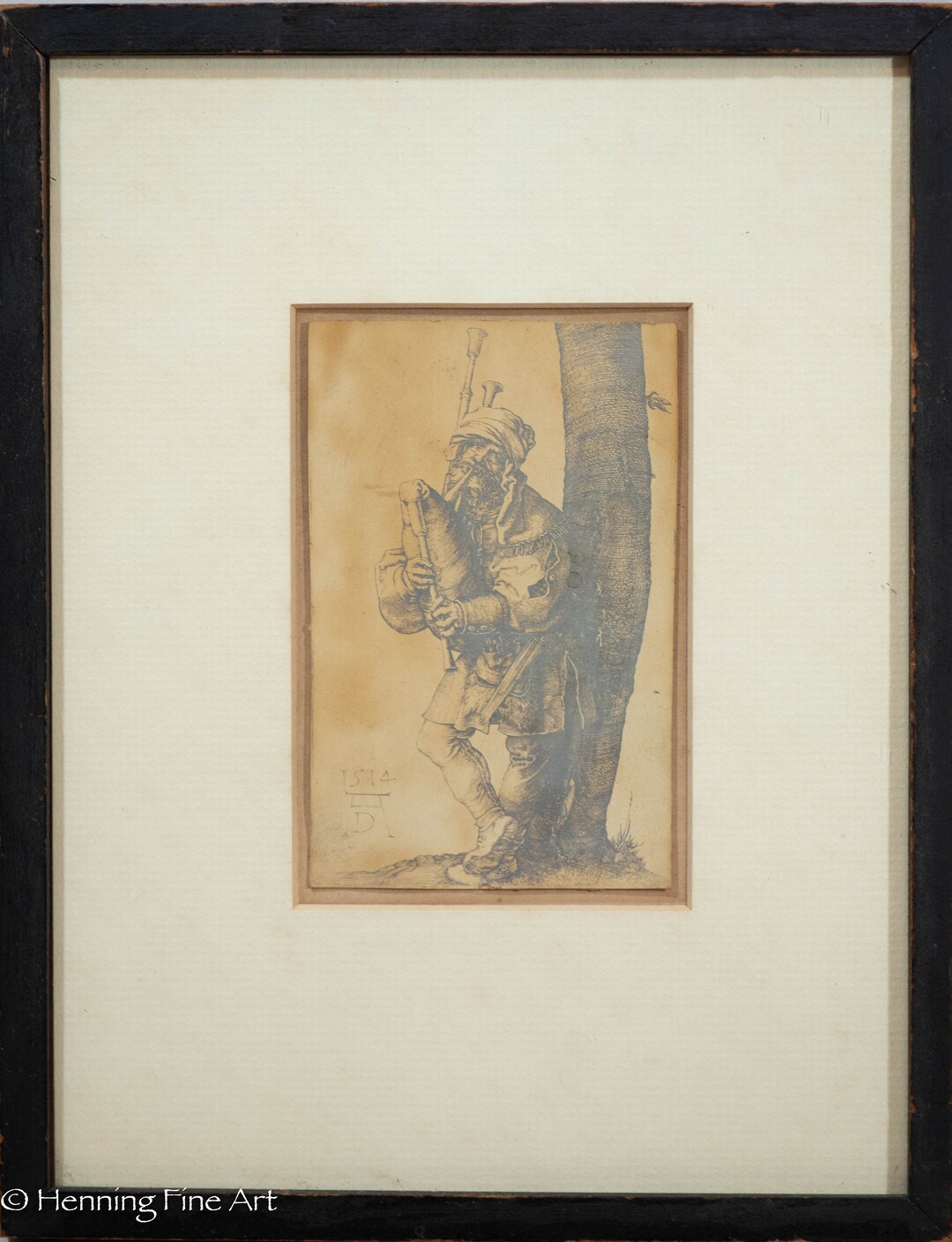 Beautiful Antique Albrecht Durer Engraving Albumen Print the Bagpiper ...