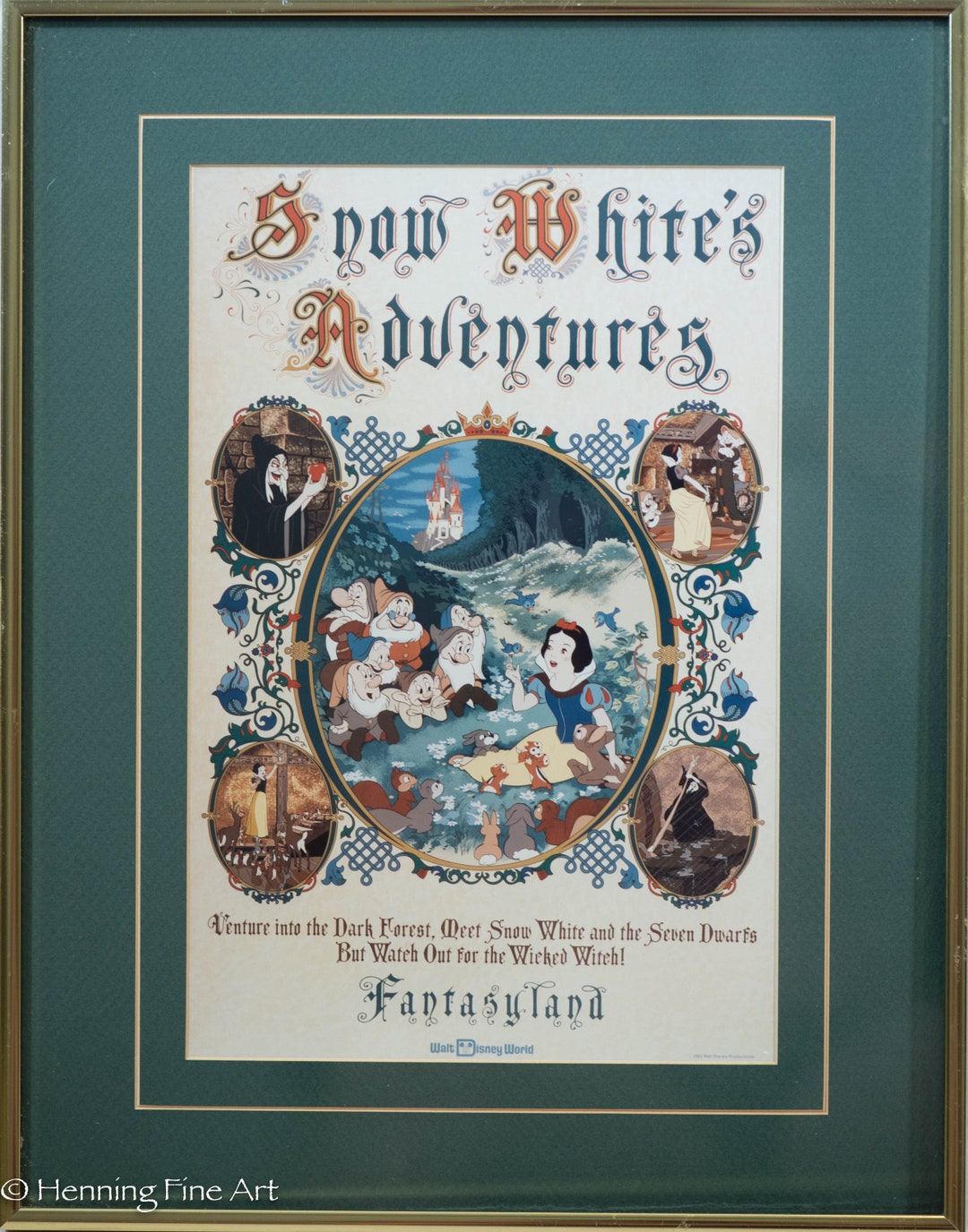 Beautiful Vintage Snow White's Adventure 1983 Walt Disney World Framed ...