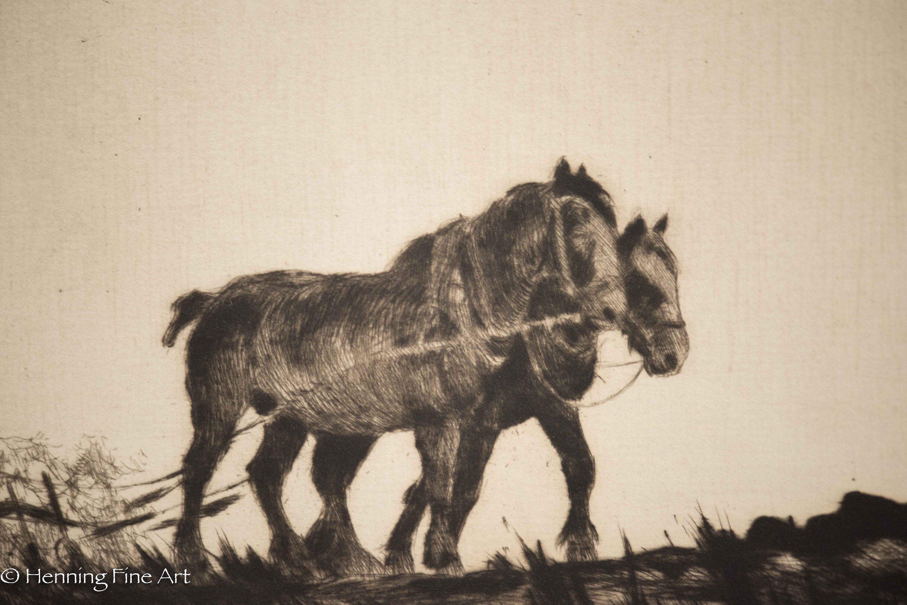 Beautiful Antique Dry Point Etching Farmer Plowing Land - Etsy