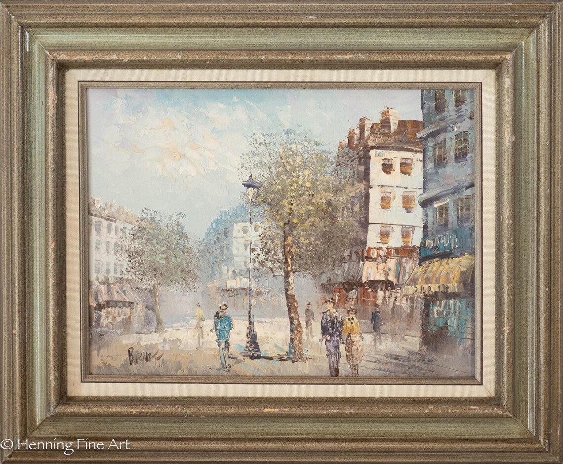 Beautiful Vintage Impressionist French Cityscape Street Scene Signed ...