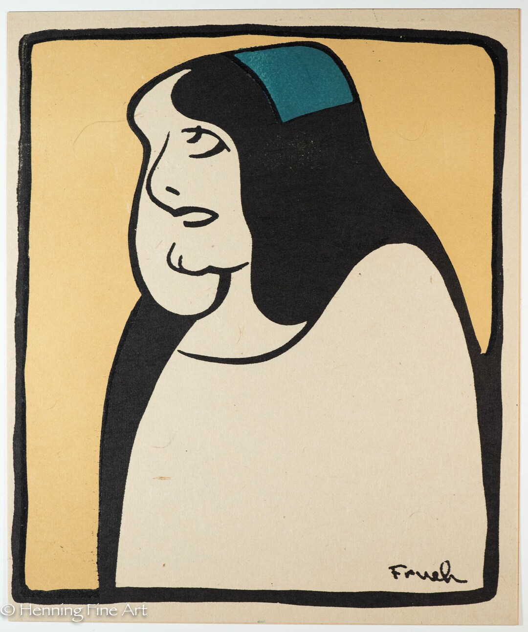 Antique Linocut by New Yorker Artist Al Frueh Titled "julia Marlowe ...