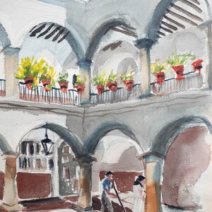 Beautiful Vintage Painting of Hotel Hidalgo Queretaro Mexico by Louis ...