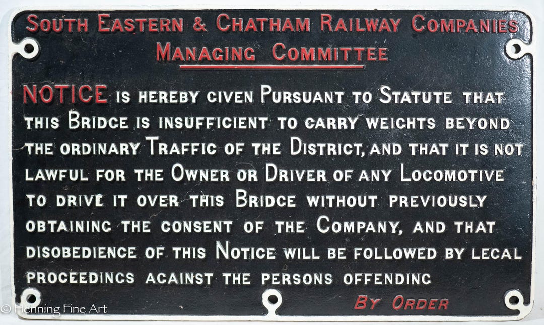 Antique / Vintage Railroad Sign South Eastern & Chatham Railway Company ...