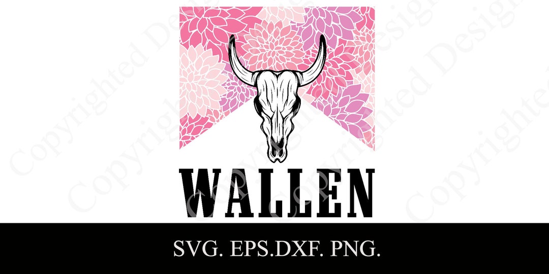 WALLEN Pink Vintage Flowers Bull Skull Sublimation Digital Download for ...