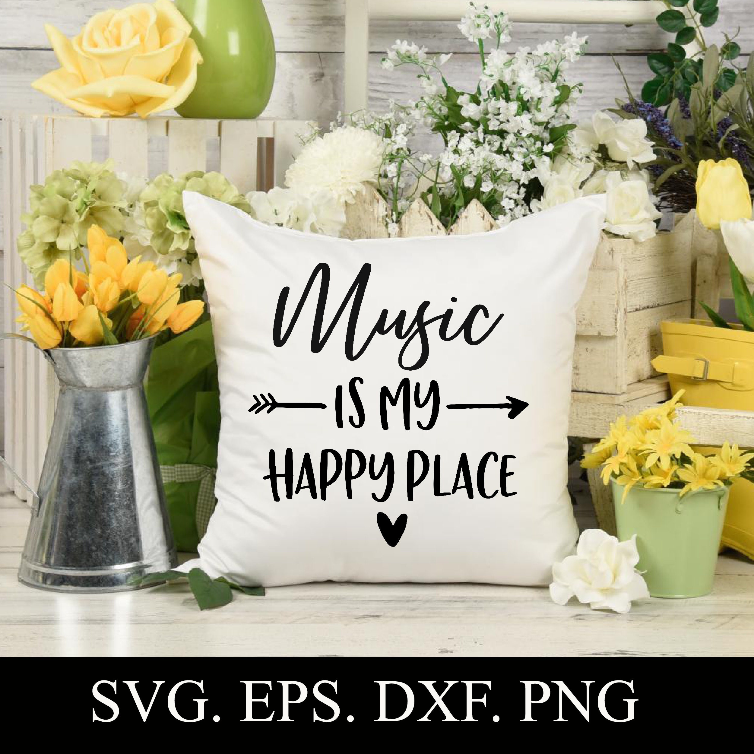 MUSIC is My Happy Place SVG Design, PNG for Sublimation Birthday Gift ...