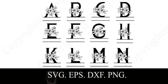 Split Alphabet Letters With Stylized Flowers for Weddings - Etsy