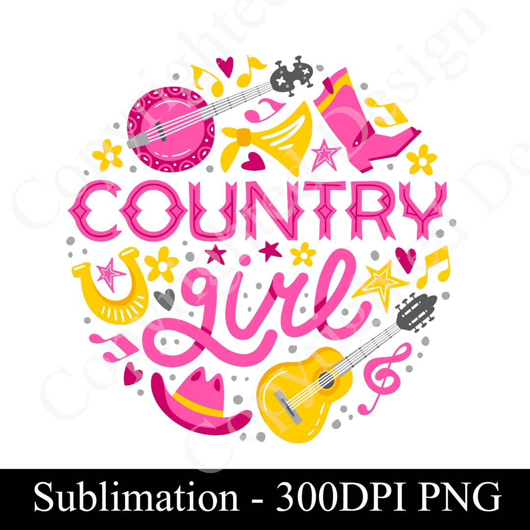 Country Girl Sublimation Leopard Design for T-shirts, Mugs, Cosmetic ...