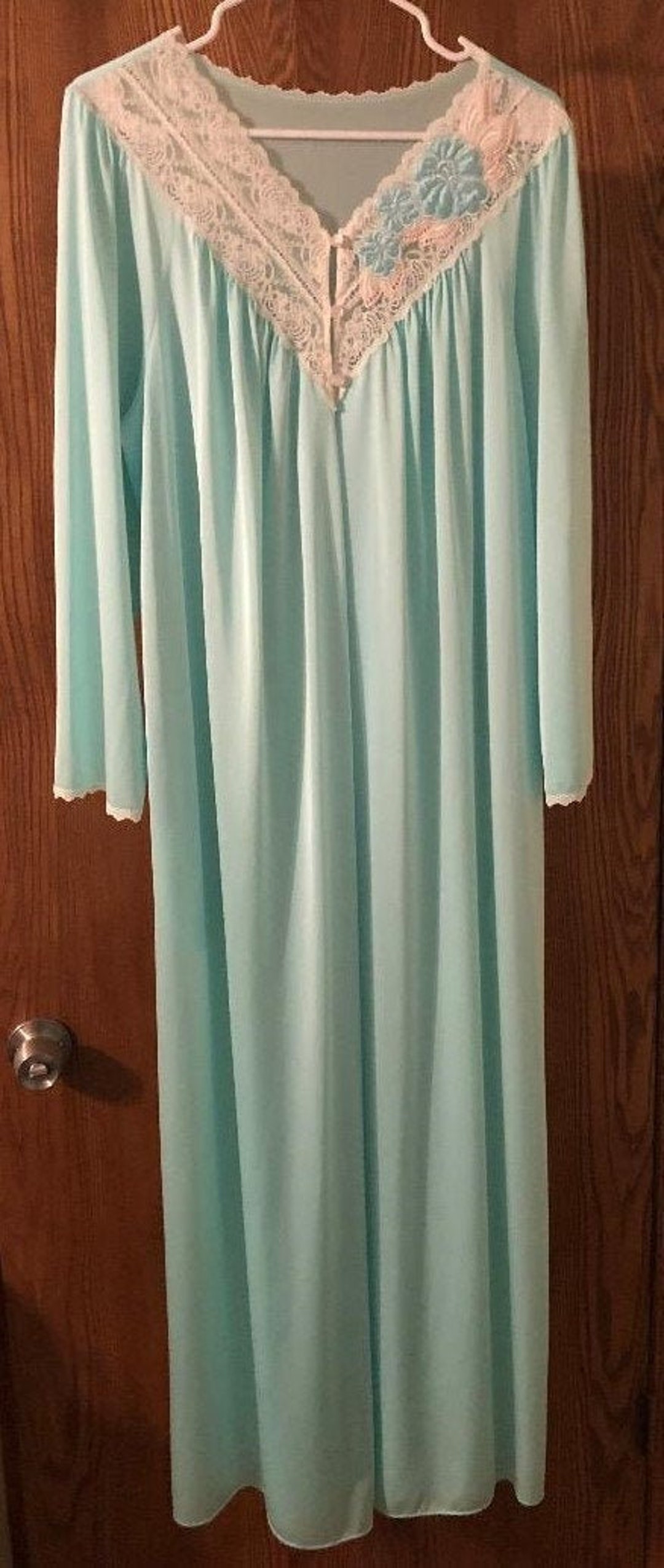 Vintage Shadowline Aqua Robe With Lace Detail Size M / Vintage - Etsy