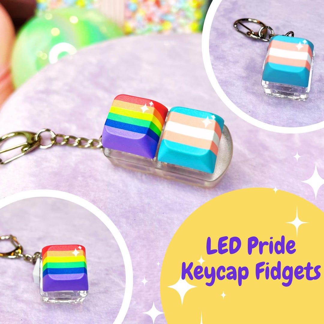 Pride Fidget LED Keychain, Keycap Sensory Gift, Clicker Charm, Backpack ...