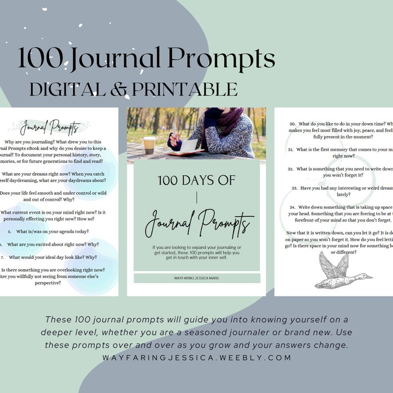 100 Journal Prompts Digital Printable Deep Thinking Get to - Etsy