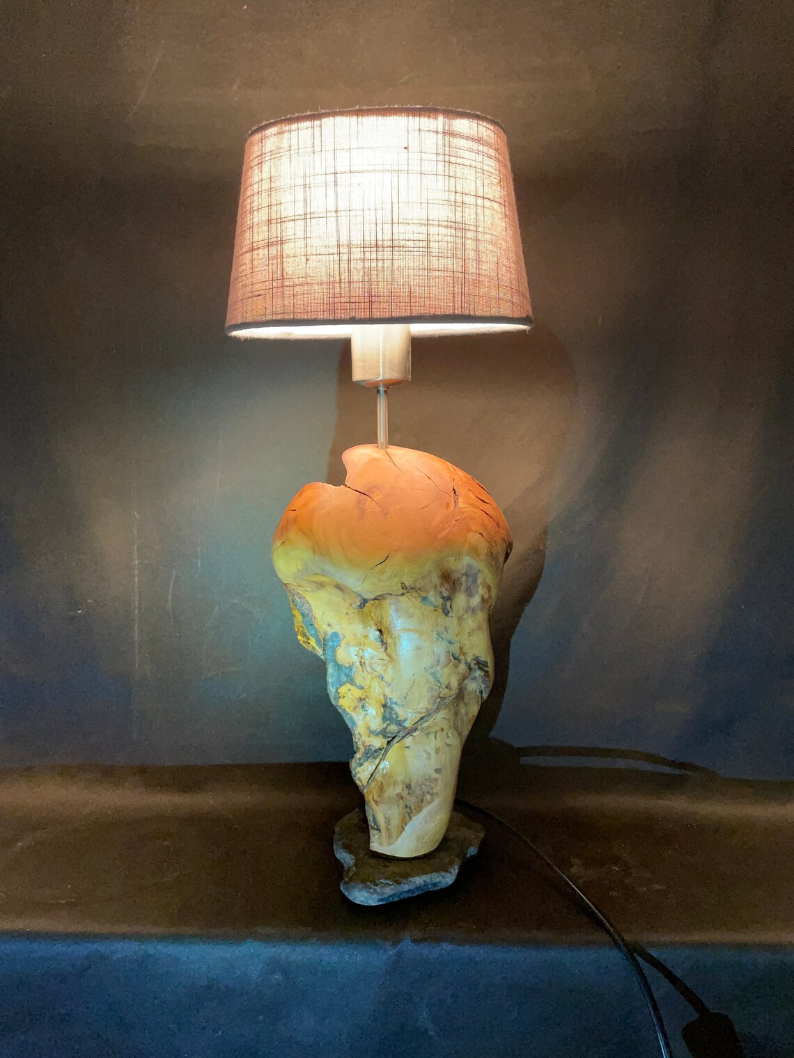 Olive Wood Table Lamp, Art Deco Table Lamp, Side Table Lamp, Wooden ...