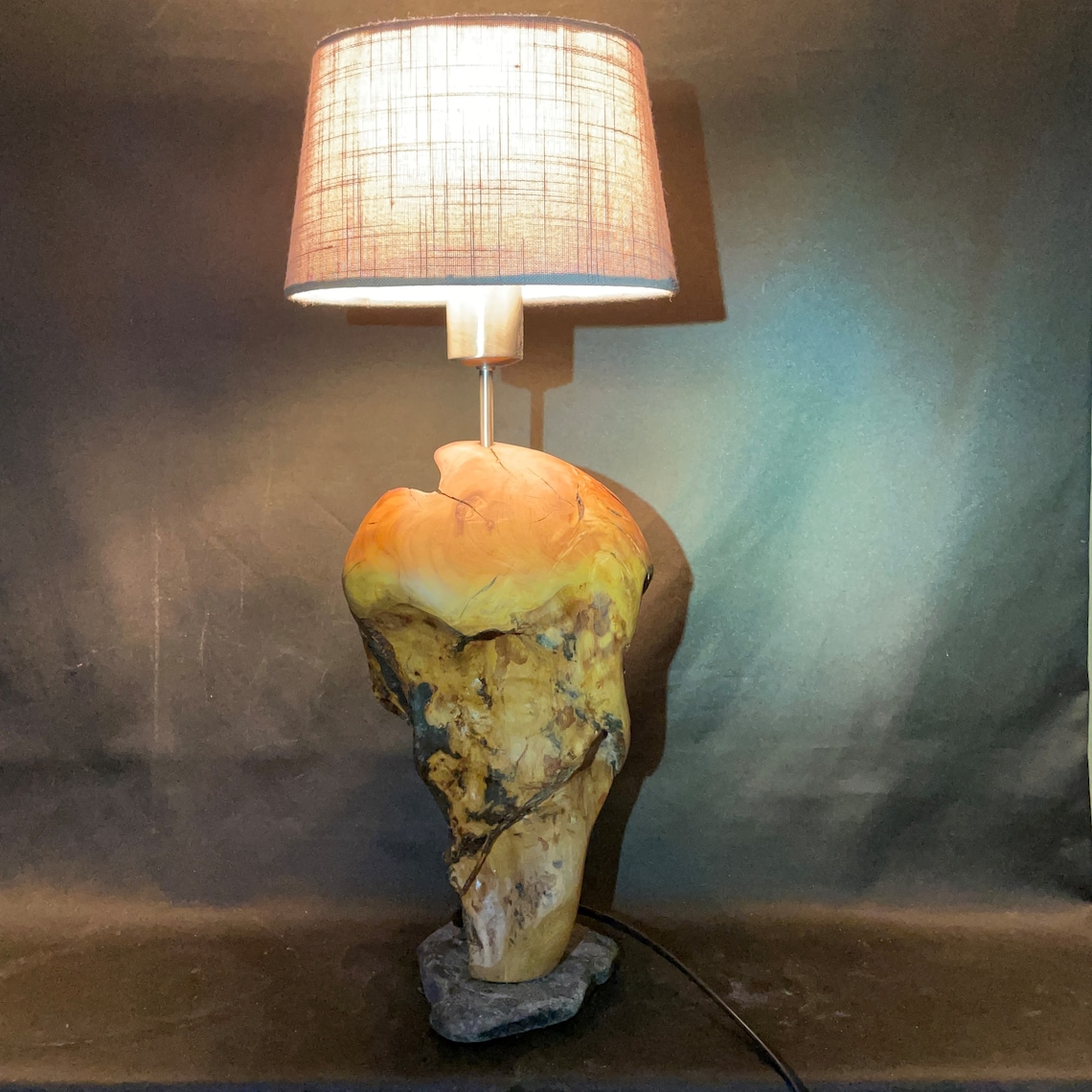 Olive Wood Table Lamp, Art Deco Table Lamp, Side Table Lamp, Wooden ...