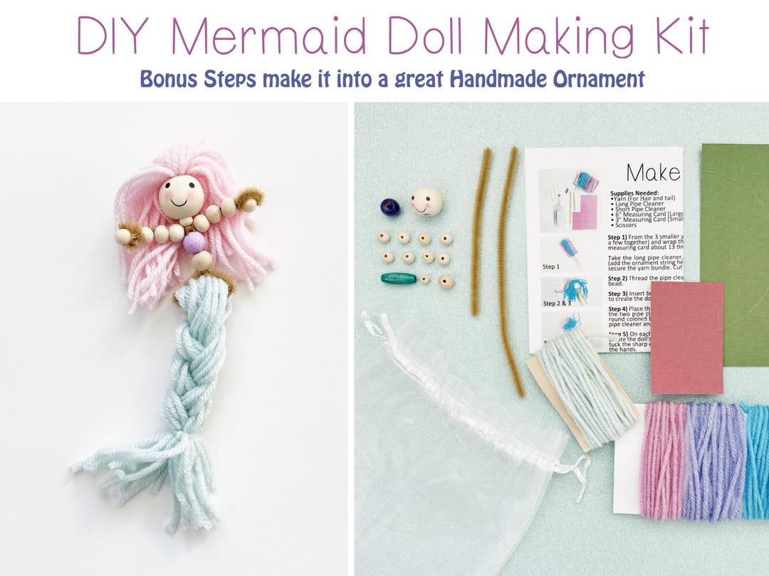 DIY Craft Kit Mermaid - Make a Mermaid Doll Toy - Mermaid Craft Kit ...