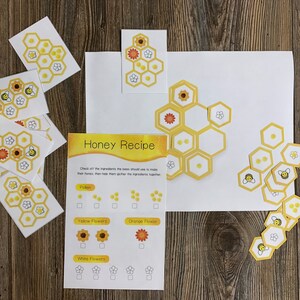 PDF Printable Bee Honeycomb Matching Cards and Menu Extended Open Play ...